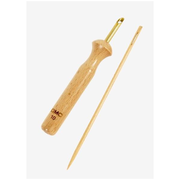 【DMC】パンチニードル●サイズ：10号●木製パンチニードル−PUNCH NEEDLE−筒状になった極太針にお好みの糸を通してパンチするように布にプスプス針を通すだけでモコモコ刺しゅうが完成！カンタンに、短時間で、ぬり絵のようにステッチが楽...