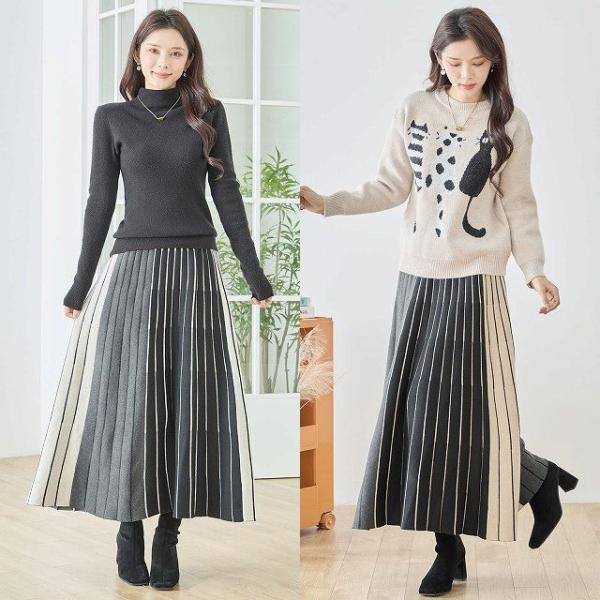 TRUBE スカート レディース ボトムス ロング丈 ニット チュニック ウエストゴム ベージュ M L フリー 冬 春 30代 40代 50代 60代 普段着 通勤 お出かけ おしゃれ きれいめ 即日発送 メール便 送料無料 スカート20...