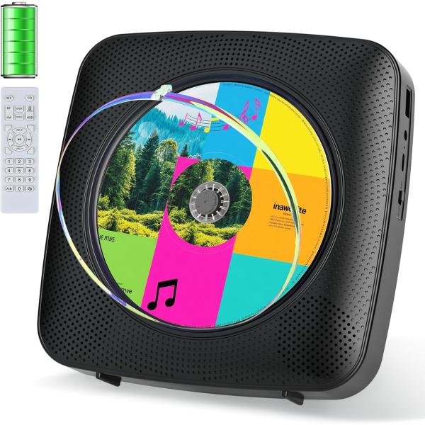 【多機能の卓上＆壁掛け式CDプレーヤー】CDプレーヤーは、Bluetoothデュアルモード（受信/送信モード）を搭載しており、スマホ、MP3などの音楽を再生できだけでなく、ワイヤレスイヤホン、スピーカーなども接続でき、深夜の音楽鑑賞でも家族...