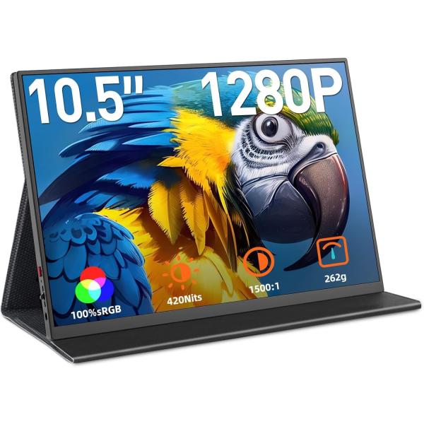 【IPS液晶パネル・420nits・100%sRGB広色域・FHD高解像度】本モバイルモニターは高画質と携帯性を両立し、外出先の作業・ゲームに対応。FHD（1920×1080）解像度で細部まで鮮明に表示し、178°広視野角と100%sRGB...