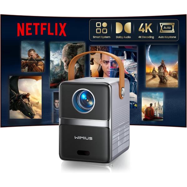 【Netflixと互換性があるプロジェクター】進化版 プロジェクターは、非公式のAndroid TV プロジェクターとは異なり、ネイディブ 1080P プロジェクターはNetflixと互換性があるスマートプロジェクターで、海賊版コンテンツに...