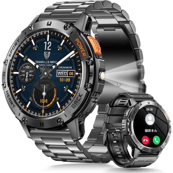 【卓越な品質と洗練されたデザイン1.43インチAMOLEDスマートウォッチ&amp;常時表示&amp;軍用規格】スマートウォッチ K65は1.43インチAMOLEDタッチディスプレイを搭載したスマートウォッチで、視認性に優れた466*466...