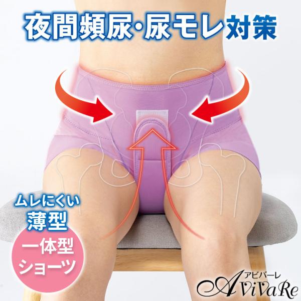 夜間頻尿・尿モレ対策！昼間も就寝時も着用できる骨盤底筋ベルト一体型ショーツ  レディースインナー レディースショーツ レディースパンツ 頻尿 尿漏れ 尿モレ 対策 一体型 膀胱瘤 パッド 消臭 吸水 骨盤 加圧 パワーネット 薄型