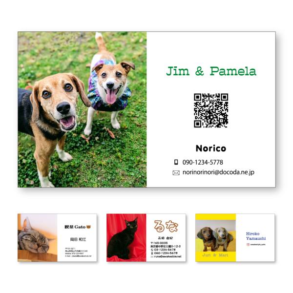 ペット 用品 おしゃれ 写真  名刺 印刷 名刺 印刷 名刺 作成Buisiness cardShop card写真を前面に配置した デザインの名刺です。お気に入りの写真とSNSの情報の名刺やショップカードなどにいかがでしょうか？■　イメー...