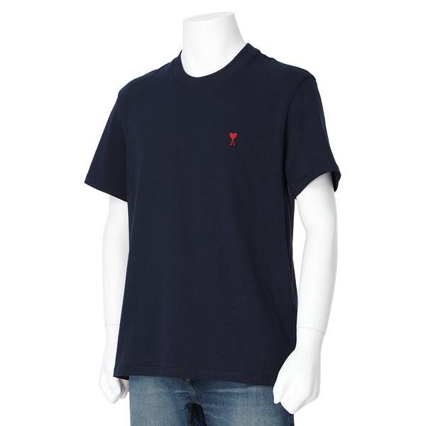 アミパリス Tシャツ カットソー クォータ レッド アミ ドゥ クール ハートロゴ 半袖 ネイビー メンズ レディース ユニセックス AMI PARIS BFUTS035 724 430 QUOTA RED AMI DE COEUR T S...