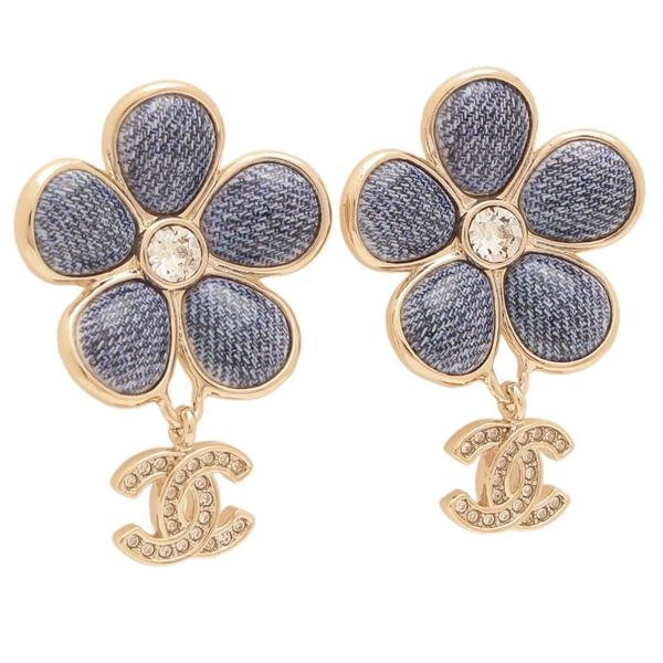 シャネル ピアス デニム フラワーモチーフ 花 CCマーク ココマーク ブルー レディース CHANEL ABG744 B22935 U5843 シャンパンゴールド デニムネイビー  CHANEL ABG744CHANEL（シャネル）のピア...