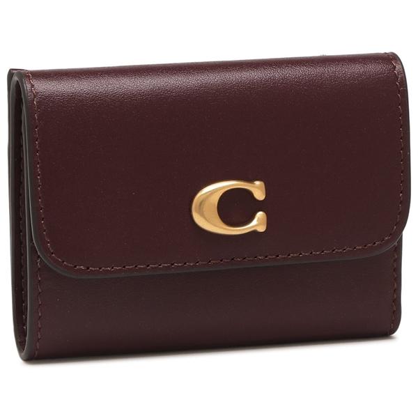 コーチ 三つ折り財布 エッセンシャル カードフォルダー ウォレット ワインレッド レディース COACH CBF60 B4XD2 COLORBLOCK LEATHER ESSENTIAL CARD HOLDER WALLET B4 MERL...