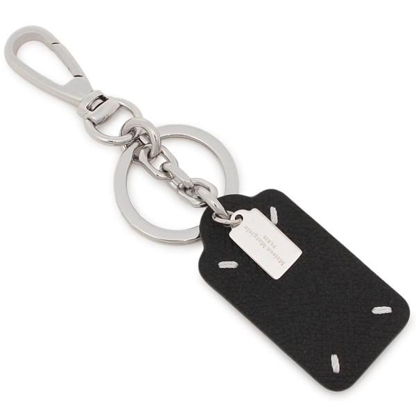 メゾンマルジェラ キーホルダー 4ステッチ ダブルタグキーリング バッグチャーム ブラック シルバー レディース Maison Margiela SA2UA0014 P4745 T8013 DOUBLE TAG KEYRING SMALL ...