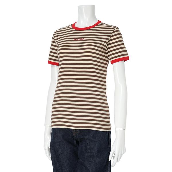 マックスマーラ Tシャツ カットソー マックスアンドコー ボーダー ロゴ イエロー ブラウン レディース Max Mara MX0285 MX046 MX752 MAX&amp;CO BROWN MULTI COLOR 大人も可 ガールズ ...