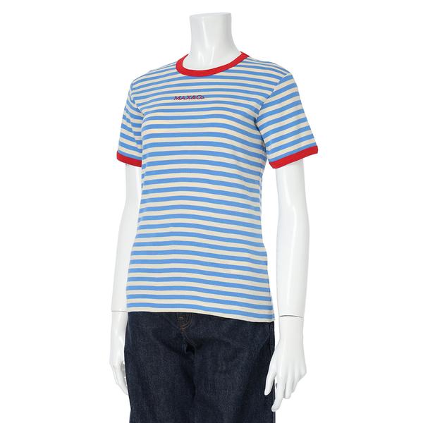 マックスマーラ Tシャツ カットソー マックスアンドコー ボーダー ロゴ ブルー イエロー レディース Max Mara MX0285 MX046 MX805 MAX&amp;CO BLUE MULTI COLOR 大人も可 ガールズ KI...