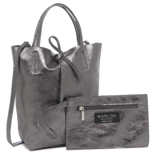 マーロン ハンドバッグ ショルダーバッグ ブラック レディース MARLON BS0006 L020 SHOPPER MINI LAMINATO ANTRACITE SILVER 2WAY ラメ MARLON BS0006・カラー：本体：A...