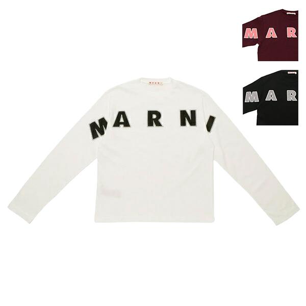 マルニ Tシャツ カットソー 子供服 ロングTシャツ ロゴ レディース 大人も可 キッズ MARNI M01263 M00RF ロンT フロントに大きくあしらったロゴのアップリケが印象的な一着です。シックなモノトーンカラーでまとめており、落...