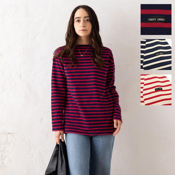 セントジェームス 長袖ボーダーTシャツ 2501 MP GUILDO RA ギルド 男女兼用バスクシャツ OUESSANT/ウエッソン後継モデル・カラー：(1)ECRU/TULIPE(ECTU) レッド, (2)MARINE/ECRU(MA...