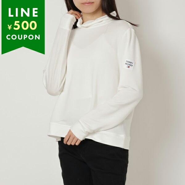 トミーヒルフィガー Tシャツ カットソー トレーナー スウェット プルオーバー ホワイト レディース TOMMY HILFIGER TP3T1009 EGS SPORT FRENCH TERRY COWL NECK LOGO SLEEVE ...