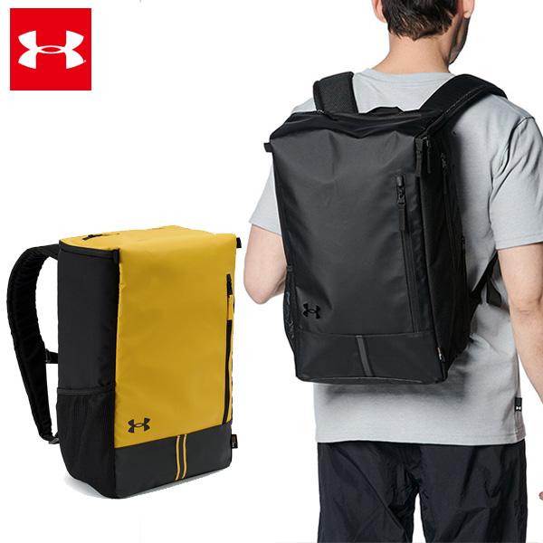 【商品名】UA クール ターポリン バックパック4.0【品番】1384756【カラー】Black(001)・Noble Gold(773)【サイズ】27L  W28cmxH44cmxD17.5cm【素材】合成皮革、ポリエステル【原産国】ベト...