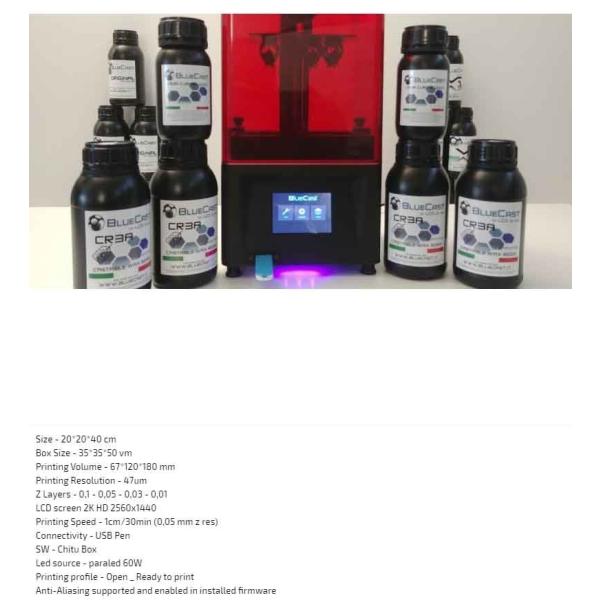 この3Dプリンターは、Bluecastの専門家によって特別に調整され、Bluecastキャスタブルおよび歯科用レジンで最適な結果を生み出します。これは、3Dプリントビジネスに参入するための最も簡単で快適なソリューションです。ハードウェアはE...