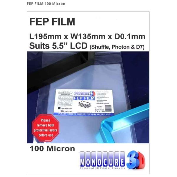 Monocure3D  SLA/LCD光造形式 3Dプリンター用FEPフィルム100ミクロン（スペアパーツ）純正フッ素化エチレンプロピレン（FEP）フィルムは、UV 3Dプリンタ用樹脂槽の離型層として設計されています。5.5インチLCD対応...