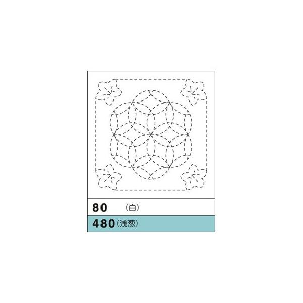 オリムパス　刺し子花ふきん布パック（白） 桔梗と花刺し（ききょうとはなざし）　80
