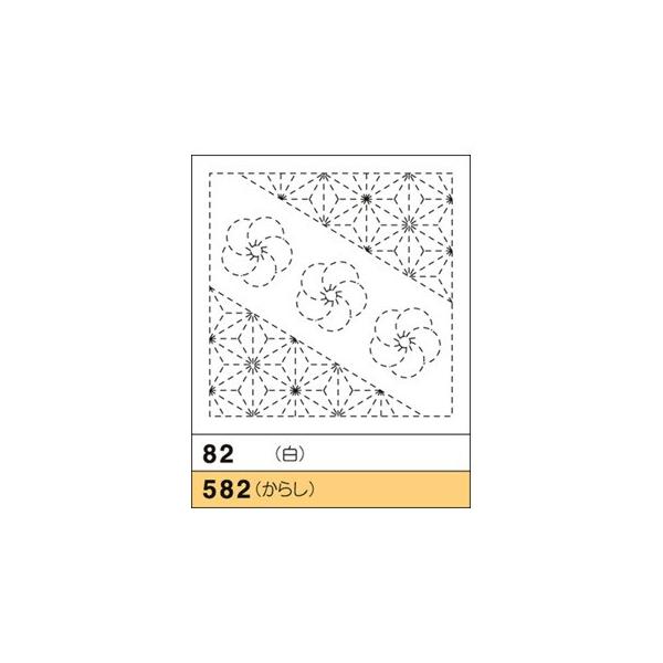 オリムパス　刺し子花ふきん布パック（白） ねじり梅と麻の葉（ねじりうめとあさのは）　82