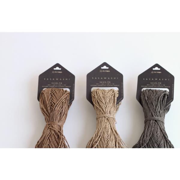 商品情報 品質表示 指定外繊維（くま笹和紙）100%(撥水加工済）質量 25g(約48m)使用針 かぎ針5/0〜7/0号