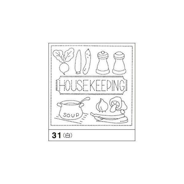 オリムパス　カントリー柄  刺し子花ふきん布パック（白） ハウスキーピング　31