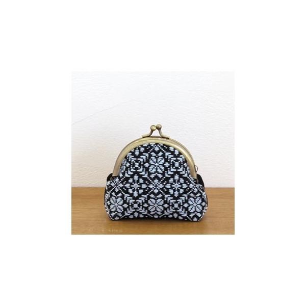 オリムパス　こぎんキット　がま口ポーチ丸型（黒）　こぎん37