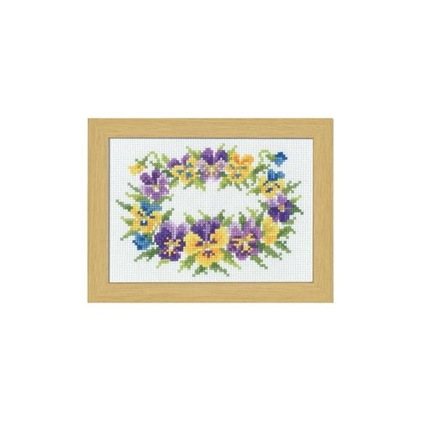 オリムパス　クロスステッチ ししゅうキット　12か月の花フレーム　〜マリー・カトリーヌ　コレクション〜　3月パンジー　7508
