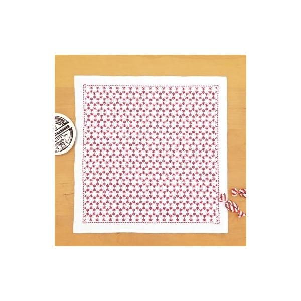 オリムパス　刺し子花ふきんキット　角亀甲つなぎ（白）　SK-303