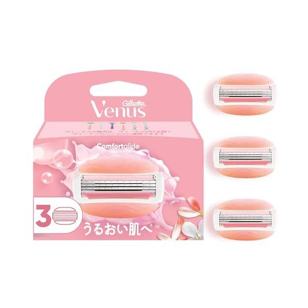 ※多くのお客様に可能な限り最短で配送するためにも、置き配での配送にご理解・ご了承願います。【商品名】　ヴィーナス カミソリ 剃刀 女性用 ホワイトティーの香り うるおい肌へ 替刃 3個 コンフォートグライド 【商品説明】　・【うるおいグライ...