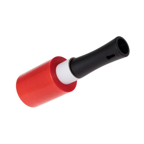 ※多くのお客様に可能な限り最短で配送するためにも、置き配での配送にご理解・ご了承願います。【商品名】　APMジャパン 梱包用ラップ(ミニストレッチフィルム) らくらくハンディラップ100 カラー RED 幅10cm×150m巻 ハンドルセッ...