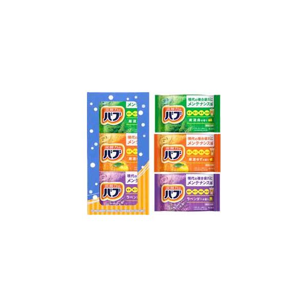 炭酸ガスが温浴効果を高め血行促進、疲れ・肩こりに効く花王の発泡入浴剤です。【セット内容】発泡入浴剤（森の香り・ゆずの香り・ラベンダーの香り）各１錠【寸法】15.5×8×2cm