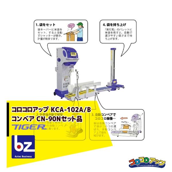 【コンベアCN-90Nセット品】●「パックメイトに「全自動キーパー付コンベア」や楽だ君などを組み合わせて袋詰作業を強力にサポート！！※パックメイトは別売です。全自動キーパー付コンベア仕様型式 ・KCA-102A/B・機体寸法 540×128...