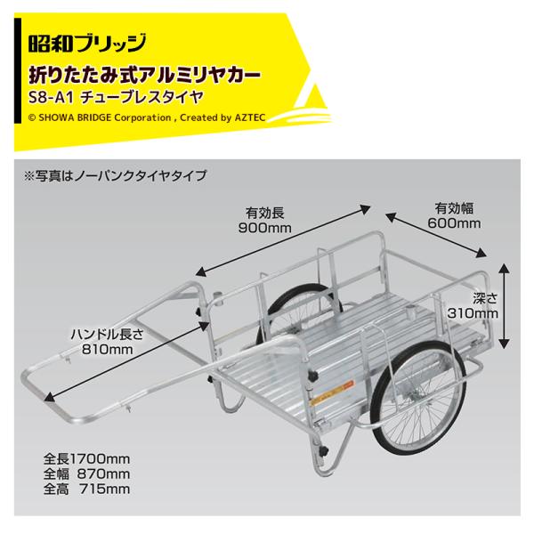 【代引き不可商品】●ワンタッチで折りたためるリヤカーです。防災用品として各自治体から大きな評価を得ています。●側板なし仕様(荷台幅600mm×長さ900mm×深さ310mm)●最大積載重量180kg・S8-A1・タイヤタイプ:20インチ・チ...