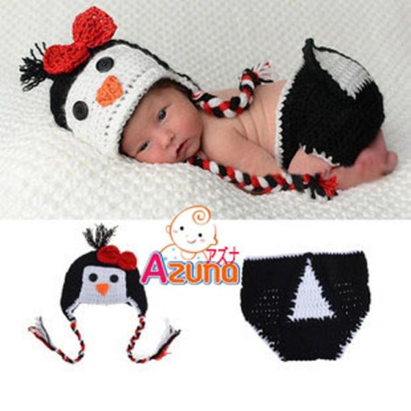 ■商品名：ペンギンさんベビーコスチューム■商品内容：帽子とパンツの二点セット☆オススメポイント☆手作りの可愛さと心地よさを考えた、微笑ましいベビーコスチュームです。☆記念撮影やお食い初めなどにも☆出産祝いや誕生日ギフトなどにも喜ばれています...