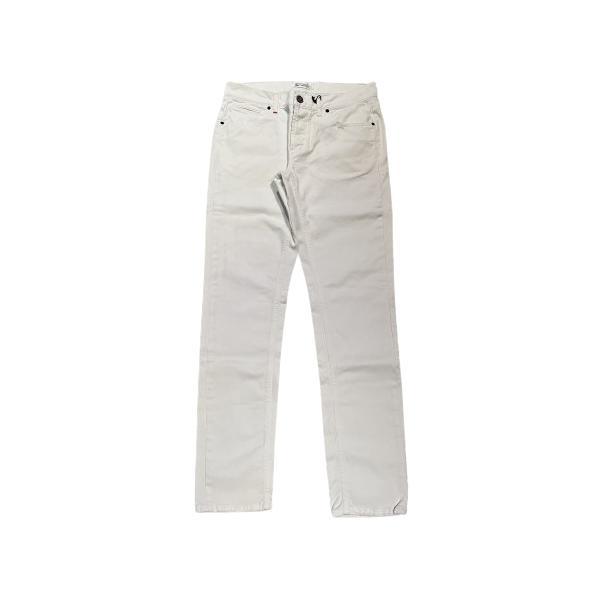 素材    綿97%　ポリウレタン3%色    白　　　　　　　 サイズ33, 胴囲 82cm 股上 26cm 渡り幅 30cm 裾幅 16cm 股下 83cm 平置き時の計測で多少の誤差はご了承ください。 ダメージ具合がよく、履き心地とシ...