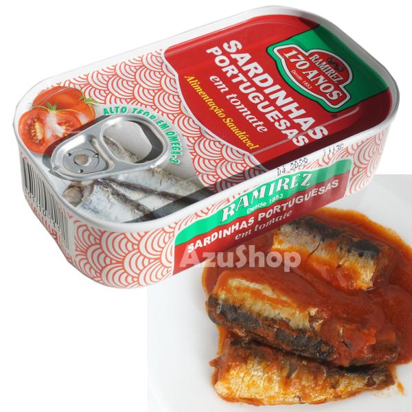 ヨーロッパの大ぶりの鰯をトマトソースに漬けました。1853年から続くポルトガルの老舗、RAMIREZ（ラミレス）のかんづめです。完熟トマトと鰯の味が良く合います。イージーオープン缶です。SARDINHAS　EM TOMATE品名：いわしトマ...