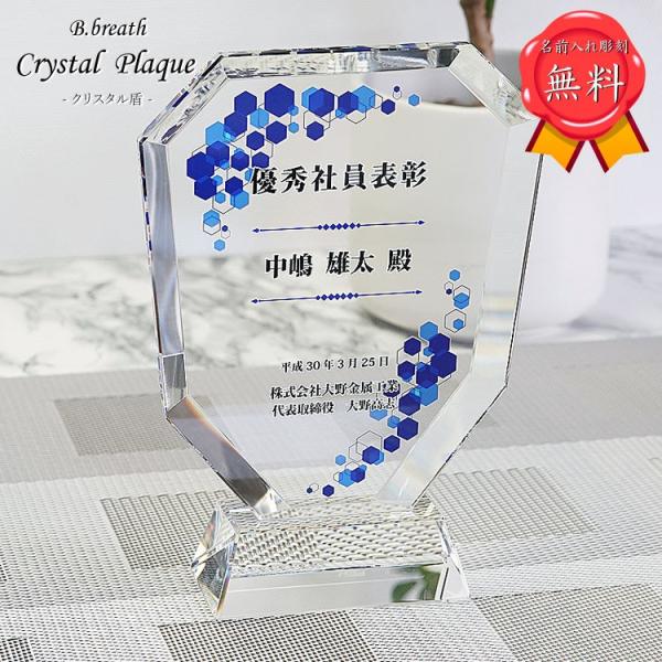 優勝・優秀賞・敢闘賞などのオーナメント。オリジナル名入れUVフルカラープリント加工で、各種記念を華やかにするクリスタル記念楯（盾）です。会社記念・創立記念・永年勤続表彰に人気のオーダーメイド記念品です。○o。クリスタルオーナメントサイズ。o...