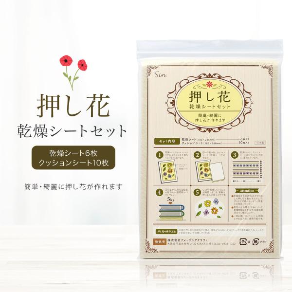 ■商品名：Sin. 押し花 乾燥シートセット■説明：簡単に押し花を作ることのできるシートのセットです。乾燥シートで草花の水分をしっかりと吸い取り、クッションシートでひっつきや破れを防ぎます。複数枚重ねて使用できるので、一度に多くの押し花を作...