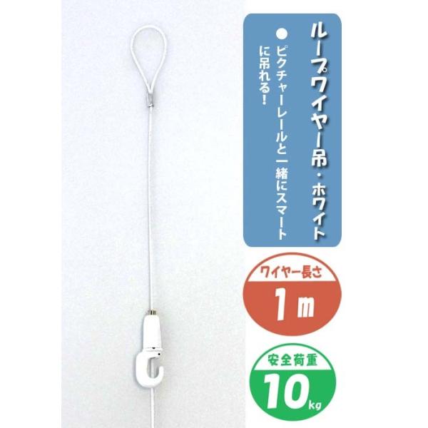 ループワイヤー吊◆ホワイト/M-342(ワイヤー 引っ掛け 便利グッズ フック ピクチャーレール diy ピクチャー 壁取付具 取り付け ワイヤー ハイベル 絵画 ウォールフック 引っ掛け 新築 賃貸 狭小 住宅 リフォーム 部屋 狭いスペ...