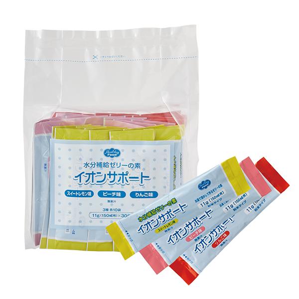 スムーズな水分補給のために、体液に近い電解質バランスに仕上げました。《作り方》１．イオンサポート1袋（11g）に対して、熱湯150mlをかき混ぜながら入れてよく溶かします。２．冷蔵庫で冷やし固めてお召し上がりください。