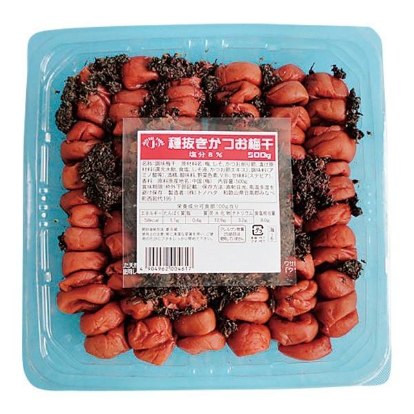 ご年配の方、お子様をはじめ、幅広い皆様に種がないので安心して食べていただけます。ほのかな酸味とほどよい塩加減の食べやすいかつお梅です。