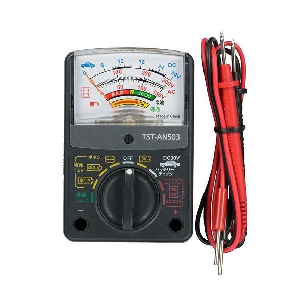 メーカー名:オーム電機OHM型式:TST-AN503JAN:4971275812871サイズ：幅62×高さ93×奥行35mm重量：約98g（電池含まず）直流電圧（DCV）：30V（12V/24V自動車用バッテリー）交流電圧（ACV）：150...