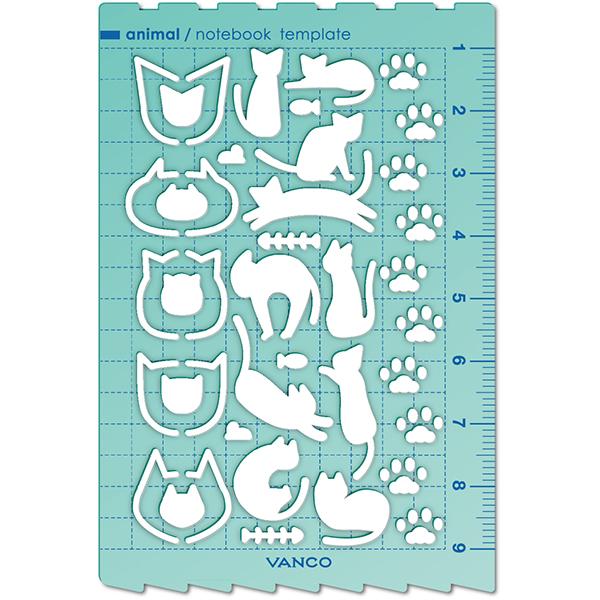 ノートブックテンプレート　アニマル（ネコ）ネコの顔やポーズで気持ちや予定を描くことができるものを集めたテンプレートです。記号や罫線を繰り返し描くことができ、手帳と一緒に持ち歩くことができるコンパクトなカードサイズのテンプレートです。大きさ：...