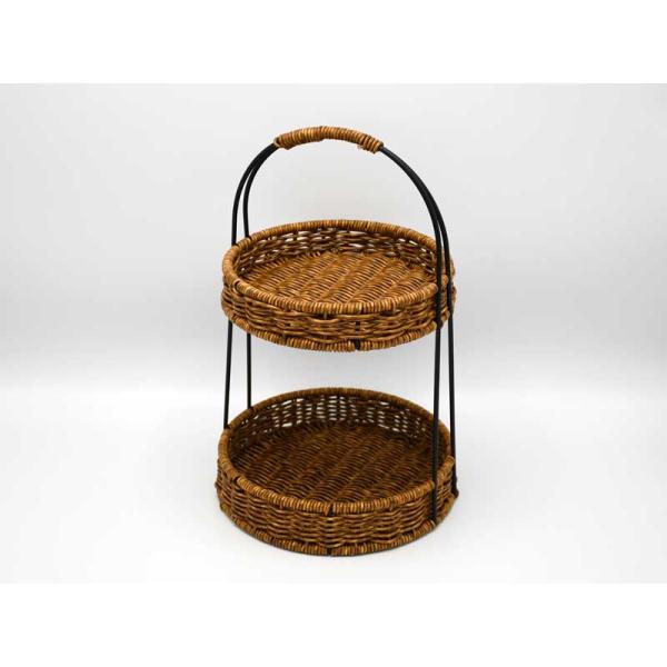 自然素材風のラック キッチン アンティーク調 アジアン雑貨 輸入雑貨Kitchen Round Rack PP Rattanキッチン ラウンドラック PP ラタンまるで天然素材のカゴに見える、水に強いPPラタンで編まれたラウンドラック。2段...