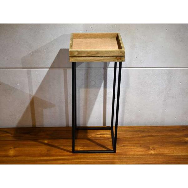 木製のサイドテーブル カフェ風 インテリア アジアン雑貨Square Side Table HIGHスクエア サイドテーブル HIGHコンパクトなサイズ感で使い勝手の良いサイドテーブル。ウッドの温かみと無機質なアイアンの絶妙なコンビネーショ...