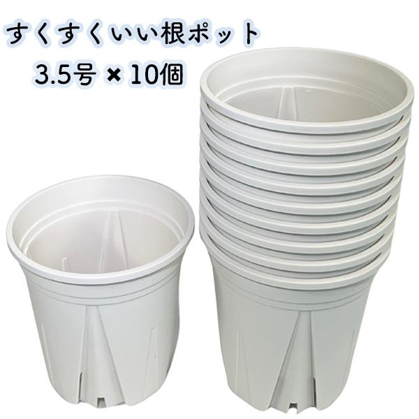 ■商品名：すくすくいい根ポット■内　容：10個■号　数：3.5号(0.6L)■カラー：ホワイト■サイズ：直径10.5cm、高さ10.5cm■素　材：プラスチック■製　造：日本製■メーカー：三晃物産■カラー：　(モニターの発色の具合によって、...