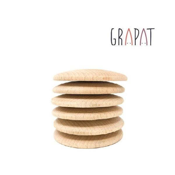 白木のディスク6個のセットです。メーカー：GRAPAT（グラパット）/スペインサイズ　：直径60mm素　材　：木内　容　：白木ディスク×6年齢目安：0ケ月以上生産国　：スペイン※ご理解ください製品は手作業で仕上げられているため全て異なります...