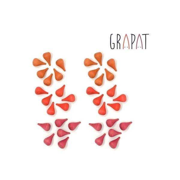 炎のようなグラデーションの色とかたち。まんだらしずくの赤い色バージョン。メーカー：GRAPAT（グラパット）/スペインサイズ　：h40mm素　材　：木内　容　：36ピース年齢目安：3才以上生産国　：スペイン※ご理解ください。製品は手作業で仕...