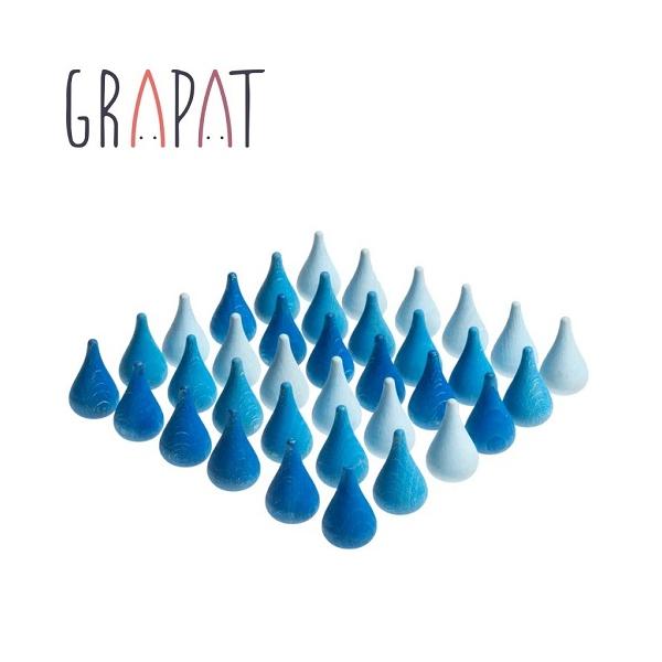 しずく型の青いグラデーションが素敵なまんだら。メーカー：GRAPAT（グラパット）/スペインサイズ　：h40mm素　材　：木内　容　：36ピース年齢目安：3才以上生産国　：スペイン※ご理解ください。製品は手作業で仕上げられているため全て異な...