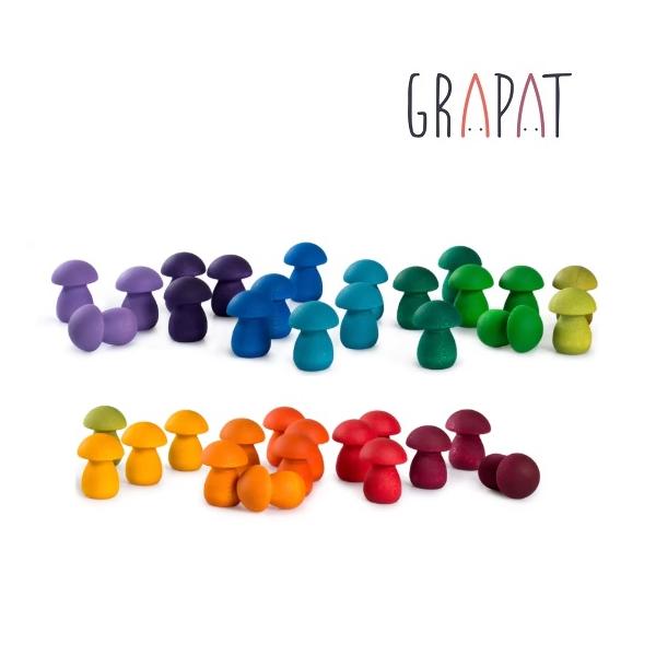 12色のきのこ形のまんだらです。1色につき3個ずつ入っています。メーカー：GRAPAT（グラパット）/スペインサイズ　：h32mm素　材　：木内　容　：36ピース年齢目安：3才以上生産国　：スペイン※ご理解ください。製品は手作業で仕上げられ...